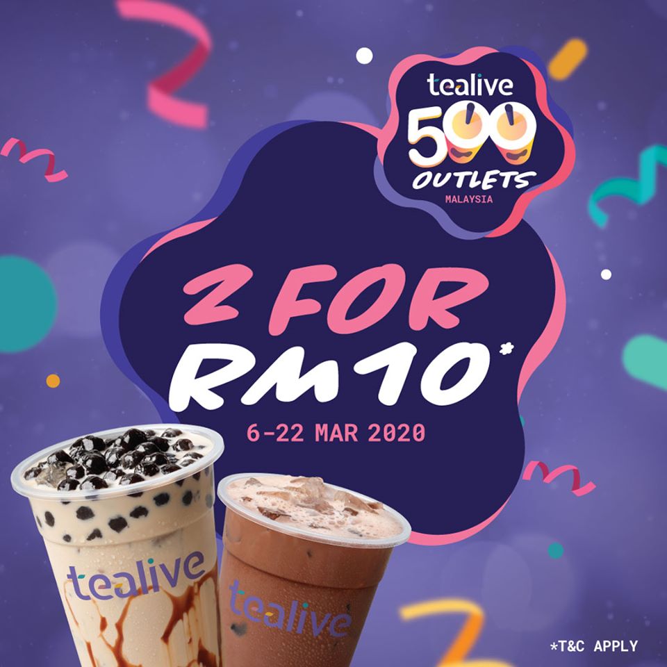 Get 2 Beverages At Tealive For Only RM10 From 6th to 22nd March 2020 ...