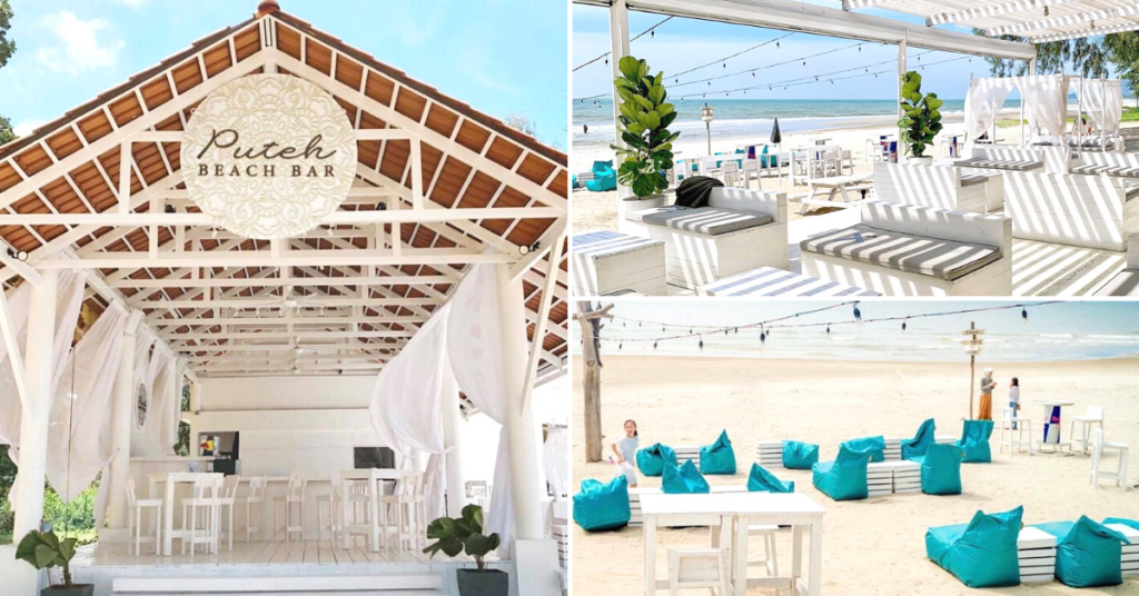 This White Sand Beach Bar In Pahang With Beanbags Has Full-On Santorini ...