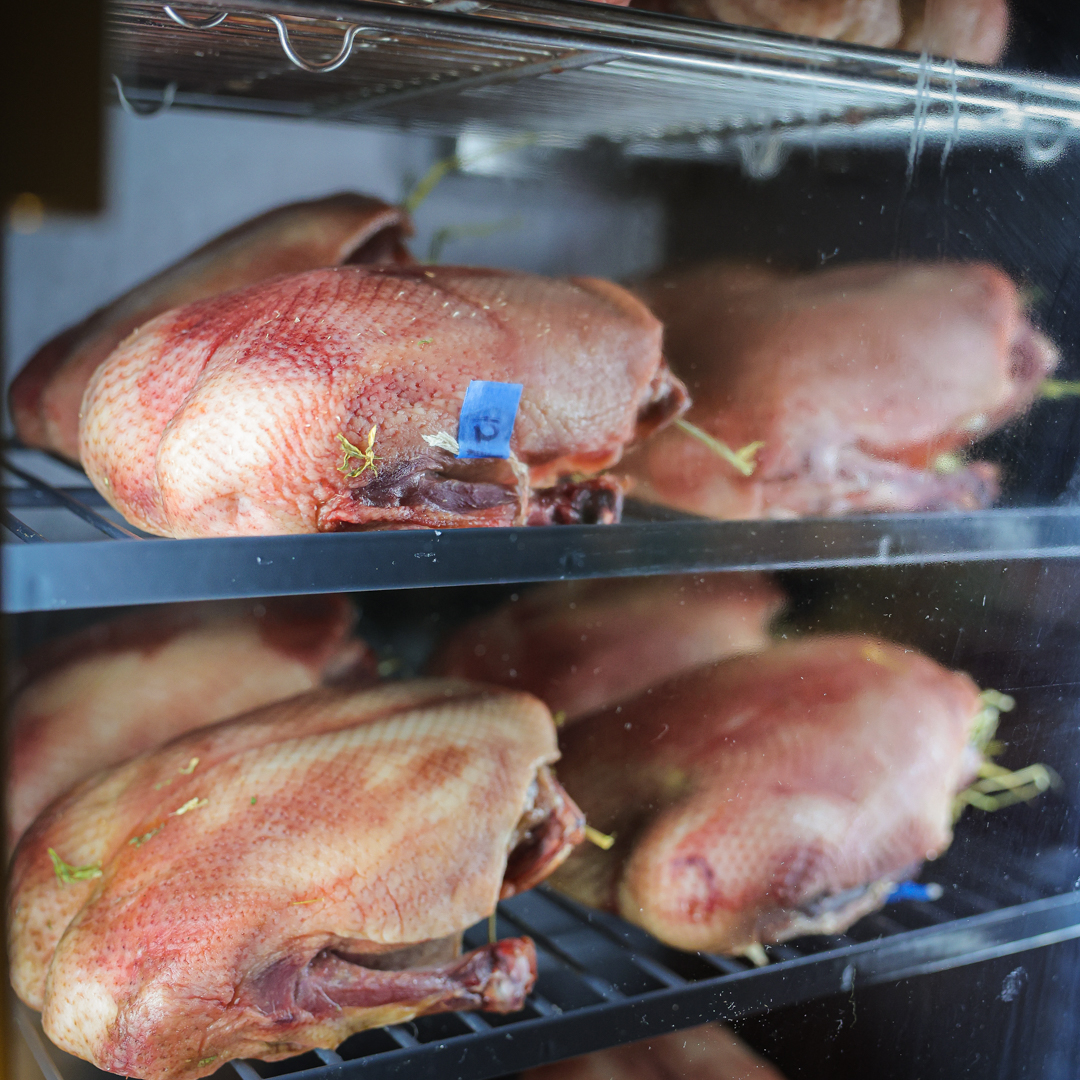 Silverhill Duck (dry-ager machine closeup) - KL Foodie